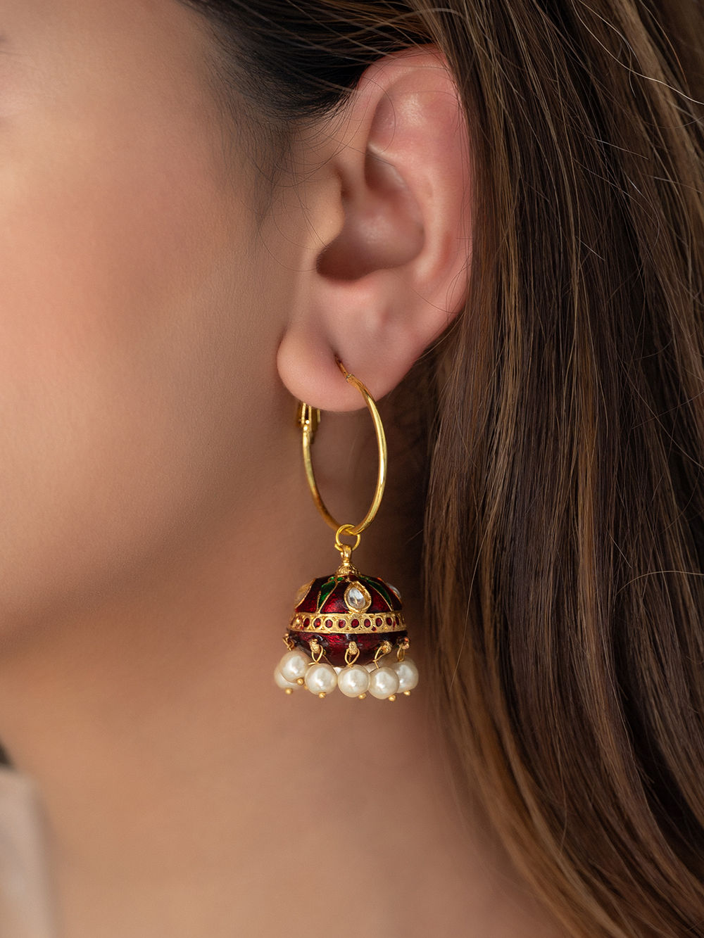 Gold Plated Handcrafted Brass Hoop Earrings