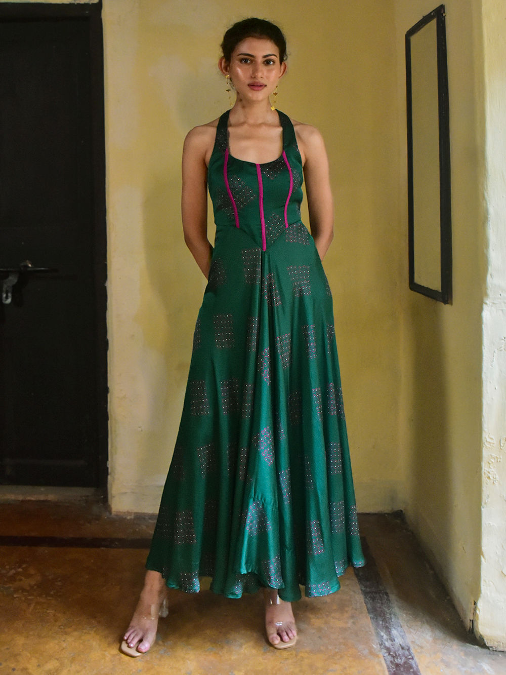Green Printed Modal Dress