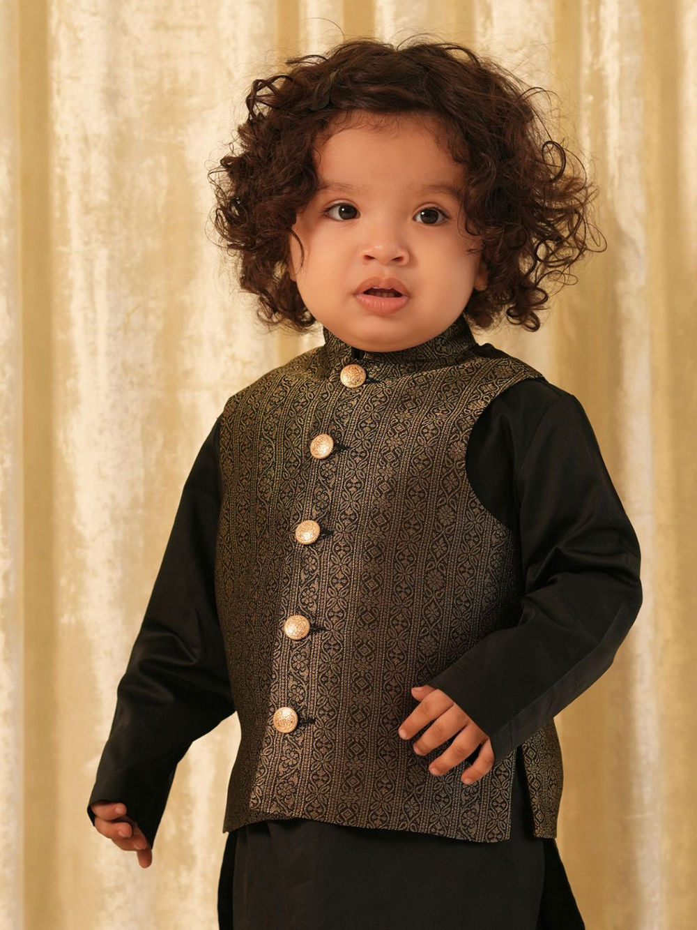 Black Brocade Viscose Jacket