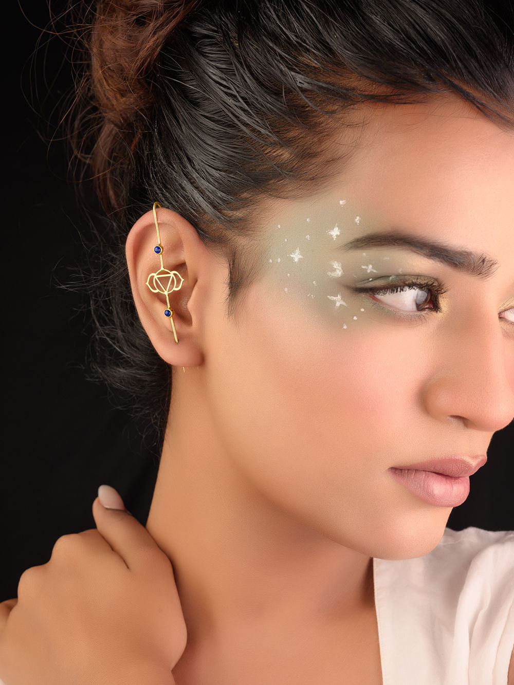 Gold Toned Handcrafted Silver Ear Pin