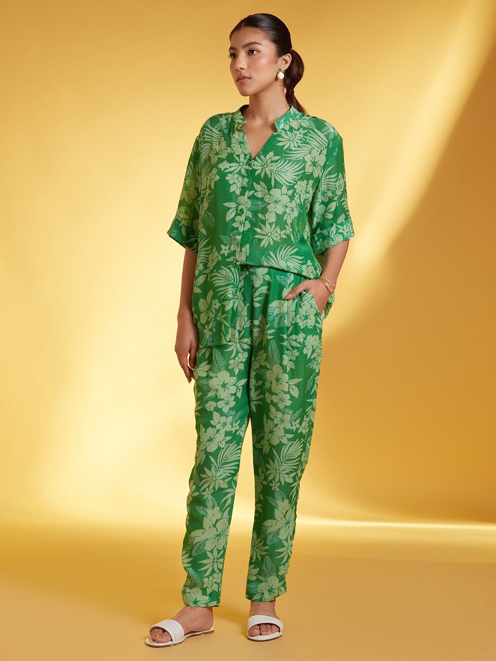 Blue Printed Cotton Co-Ord Set- Set of 2