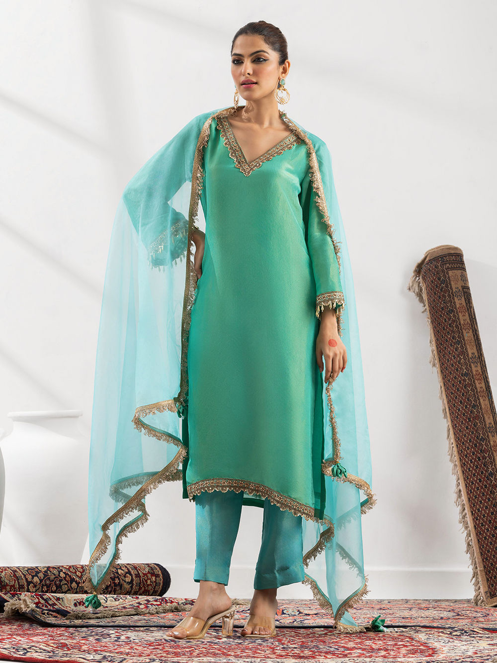 Purple Lace Work Tissue Suit- Set of 3