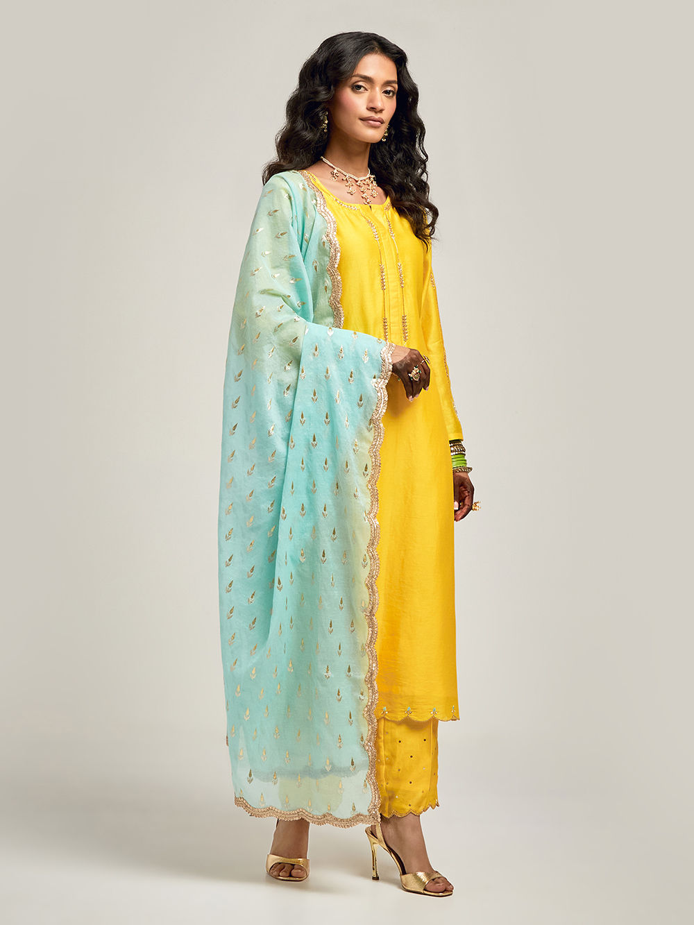 Magenta Zari Work Cotton Chanderi Dupatta