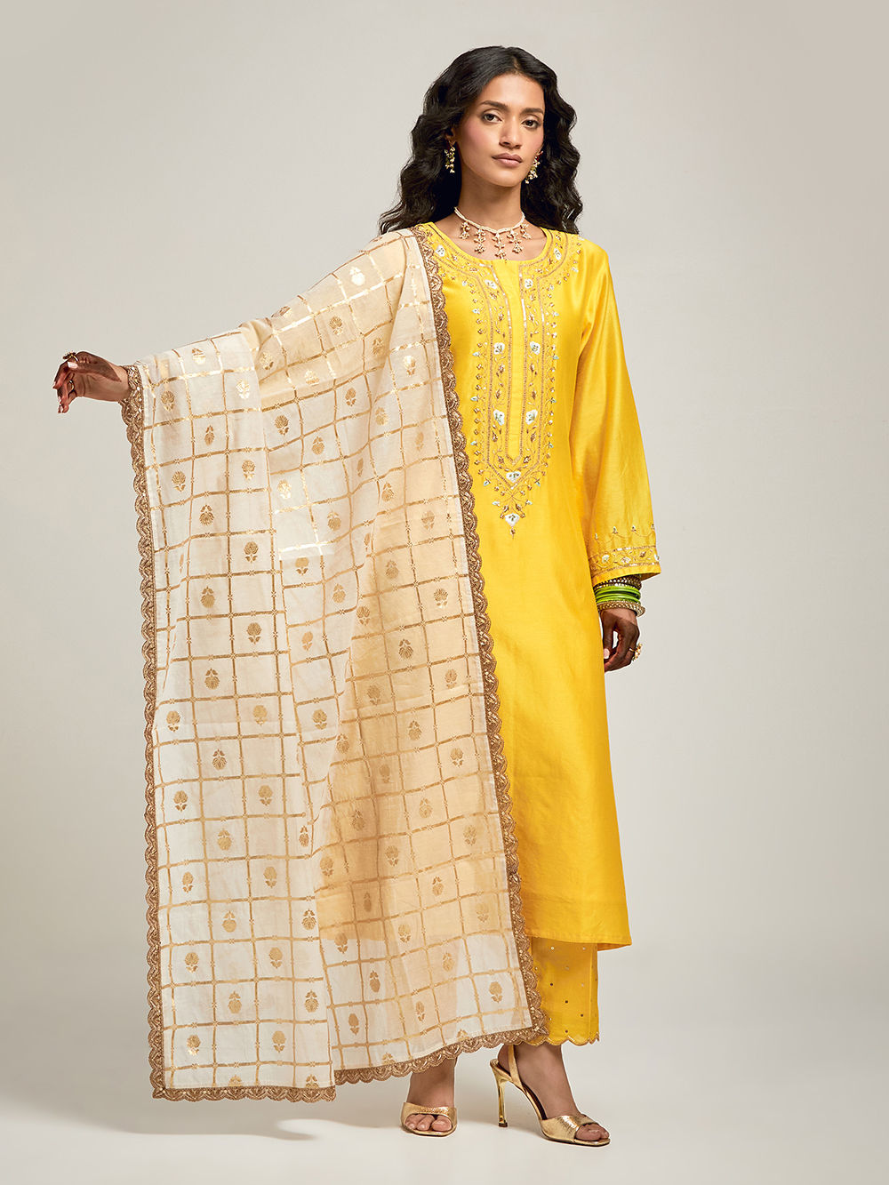 Magenta Zari Work Cotton Chanderi Dupatta