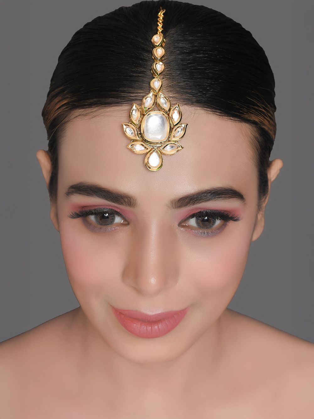 Gold Toned Handcrafted Copper Alloy Necklace with Earrings- Set of 2