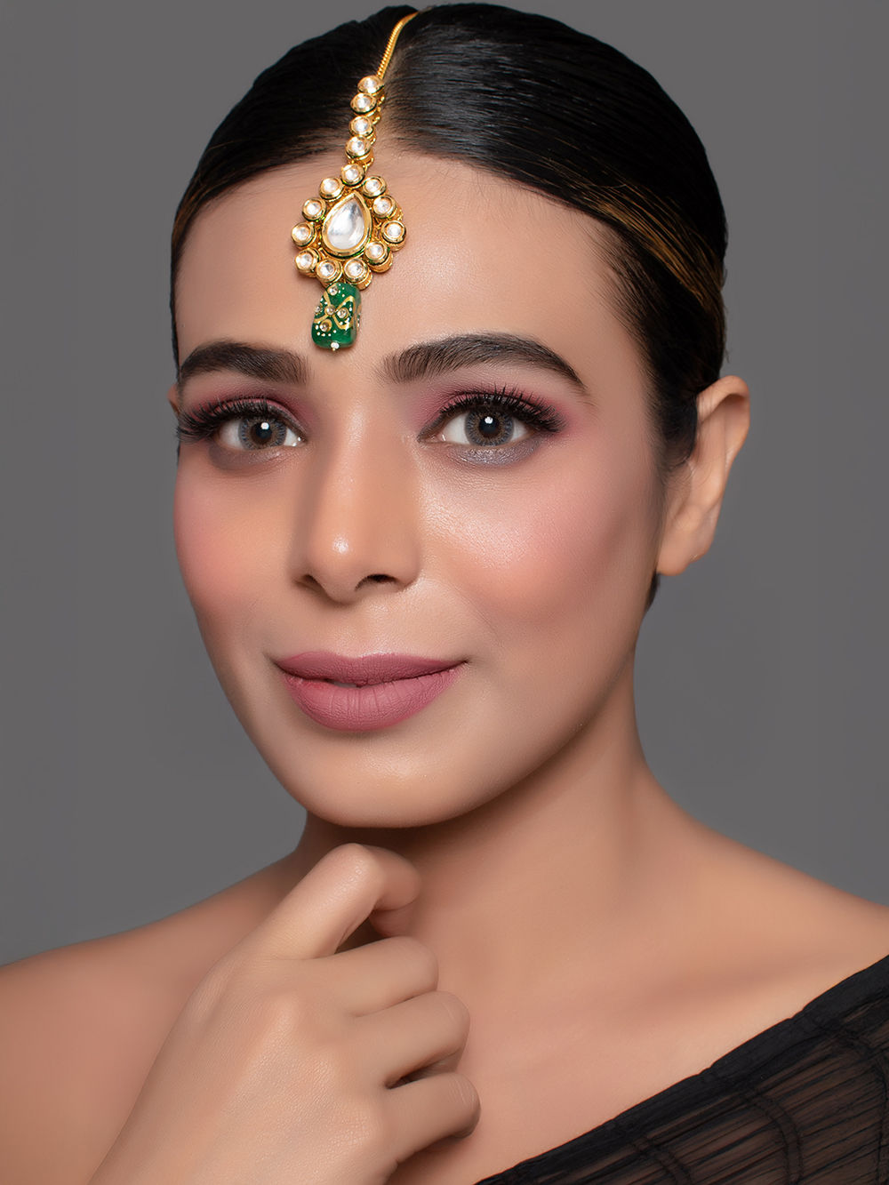 Gold Toned Handcrafted Copper Alloy Necklace with Earrings- Set of 2