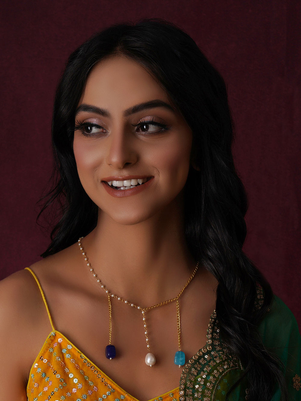 Gold Toned Handcrafted Metal Necklace