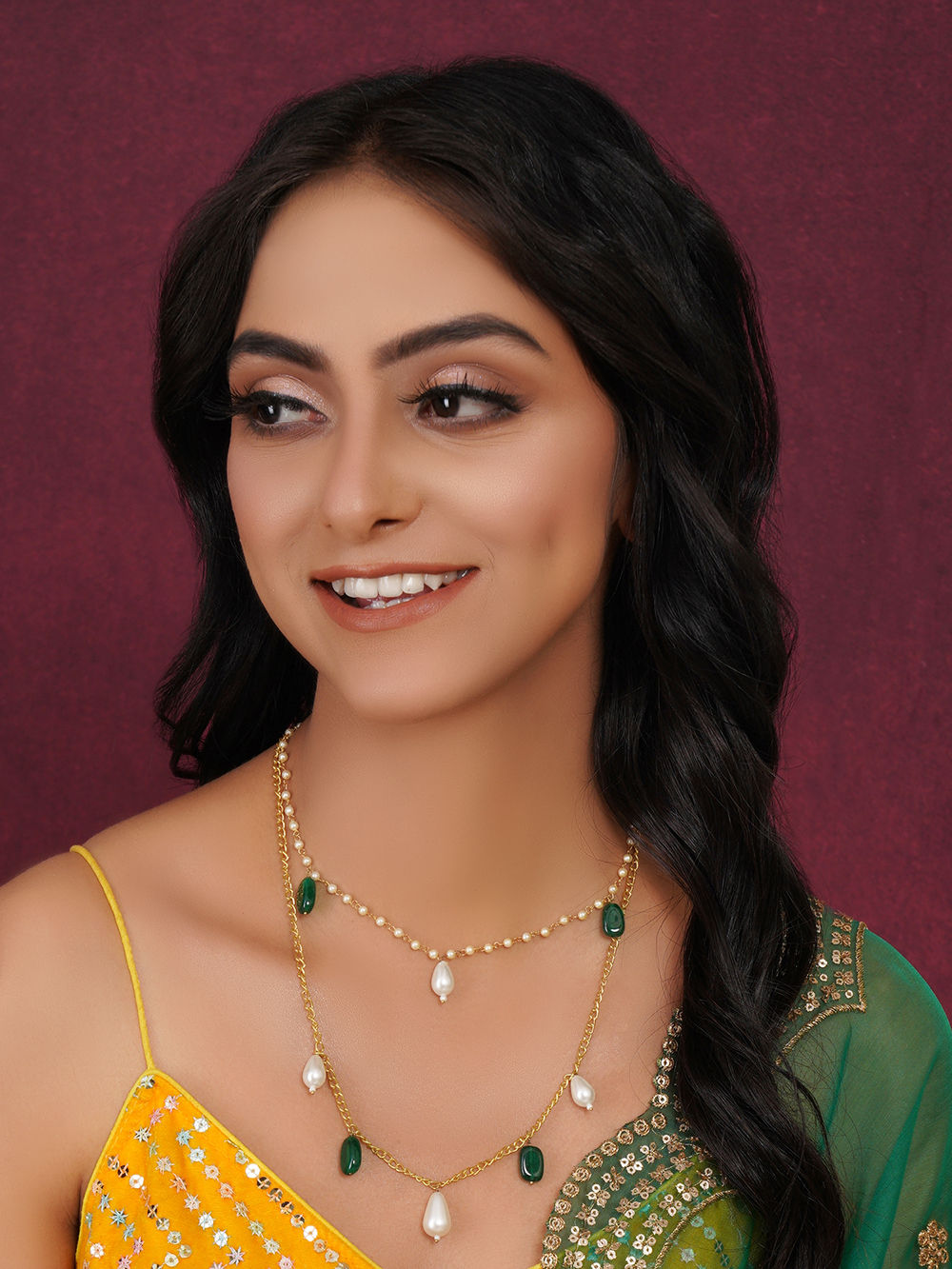 Gold Toned Handcrafted Metal Necklace