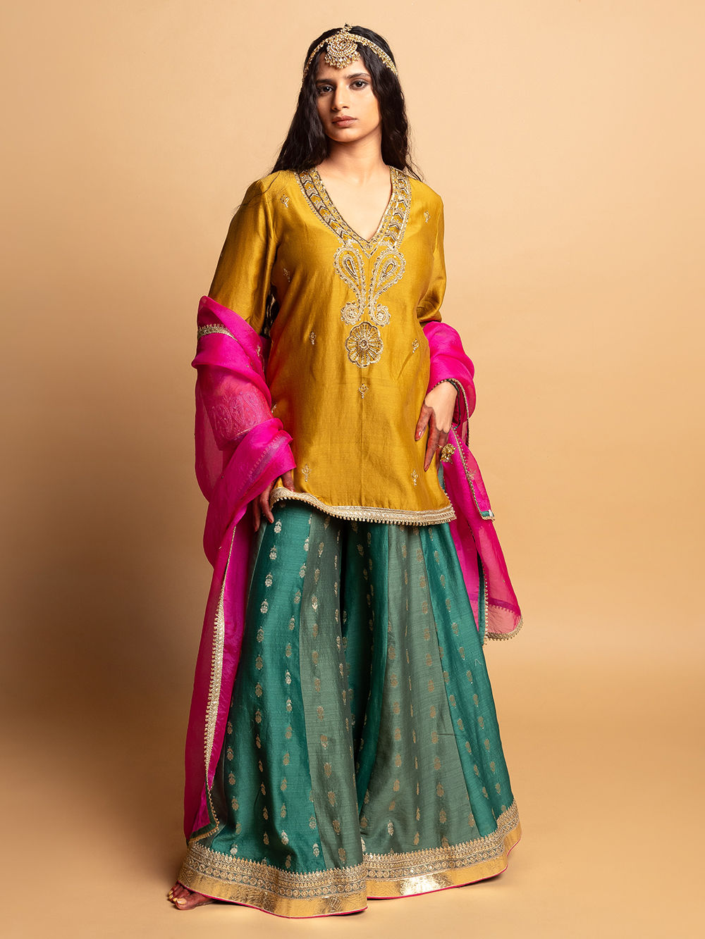 Blue Hand Embroidered Organza Silk Dupatta