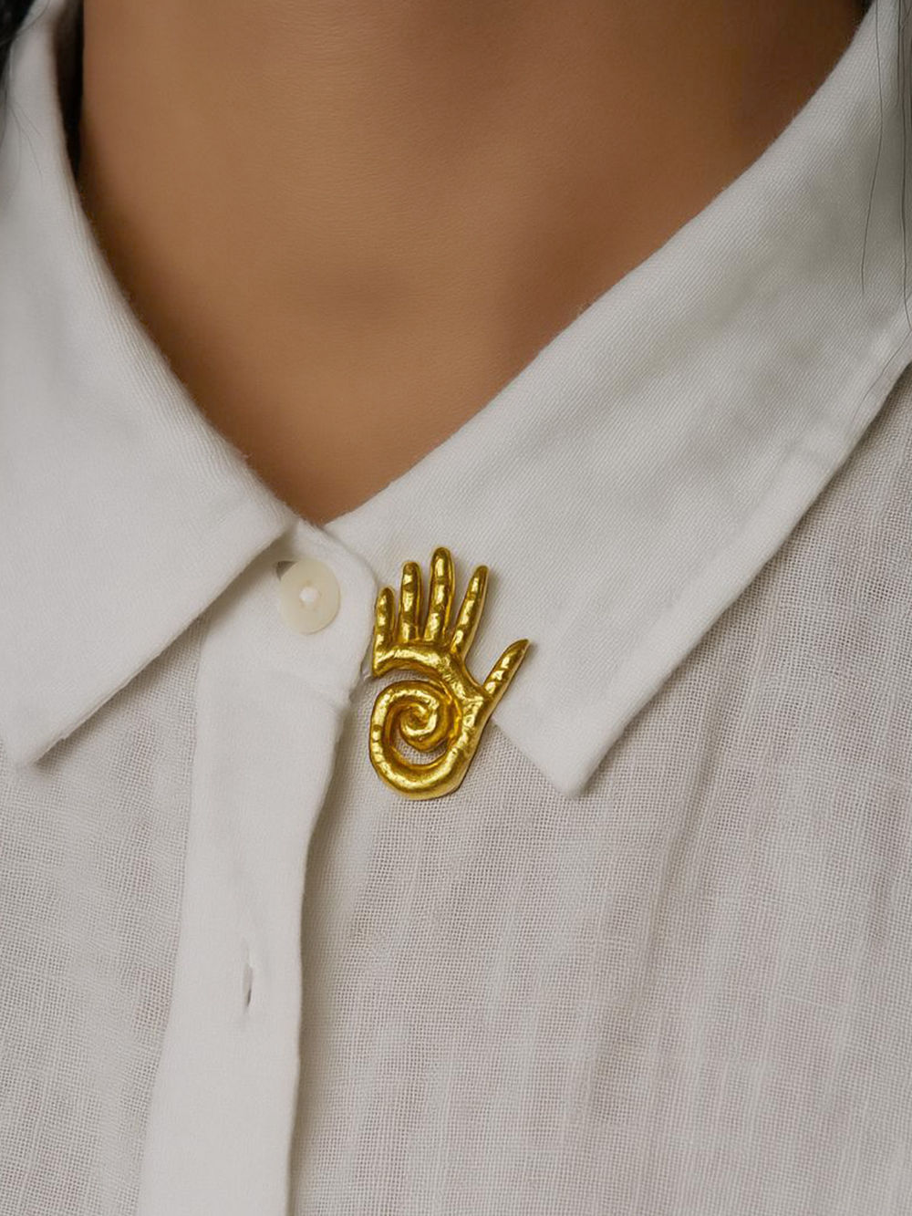 Gold Plated Handcrafted Brass Brooch