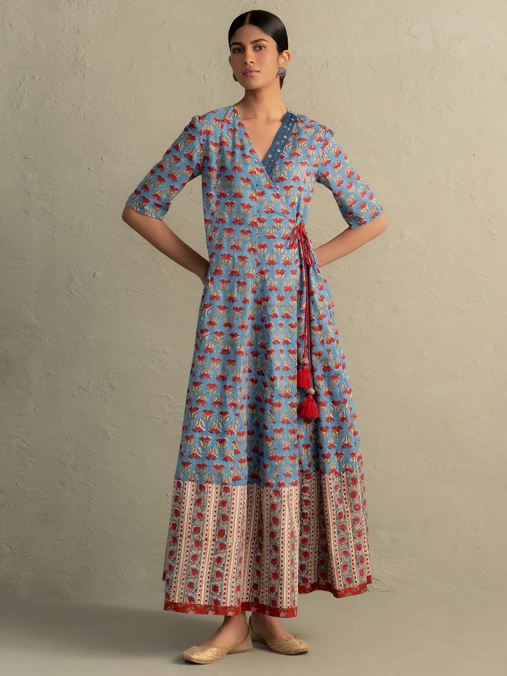 Blue Hand Block Printed Cotton Dress